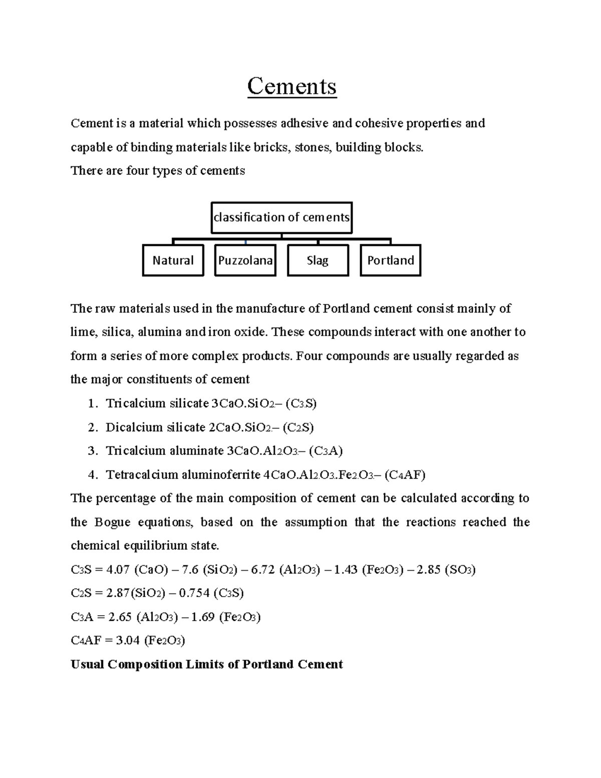 Cement - Industrial Chemistry Vocational - Cements Cement is a material ...