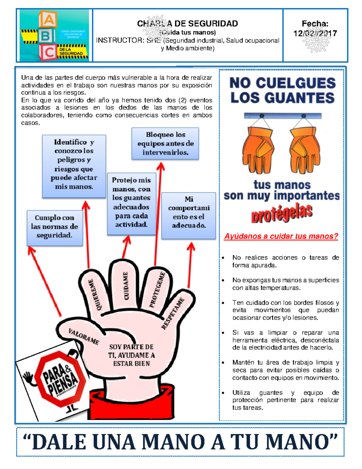 365247347 Cuida Tus Manos - CHARLA DE SEGURIDAD (Cuida tus manos ...