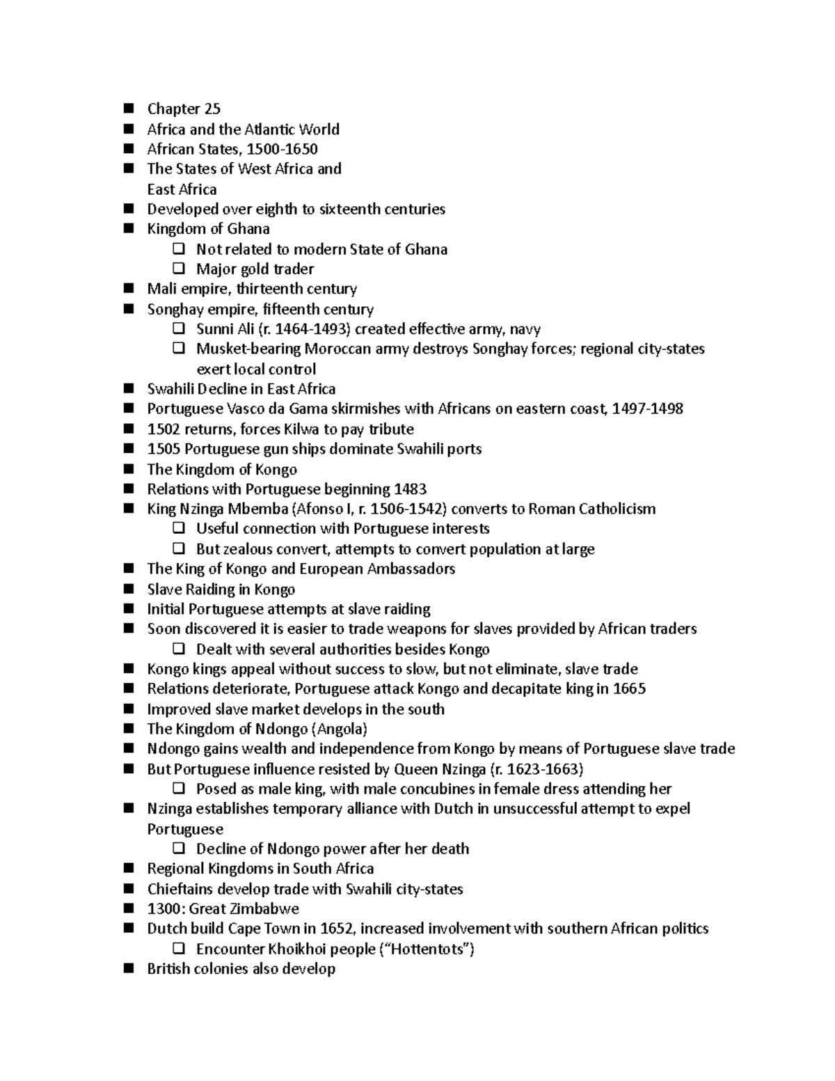Chapter 25 - Africa in the New World - Chapter 25 Africa and the ...