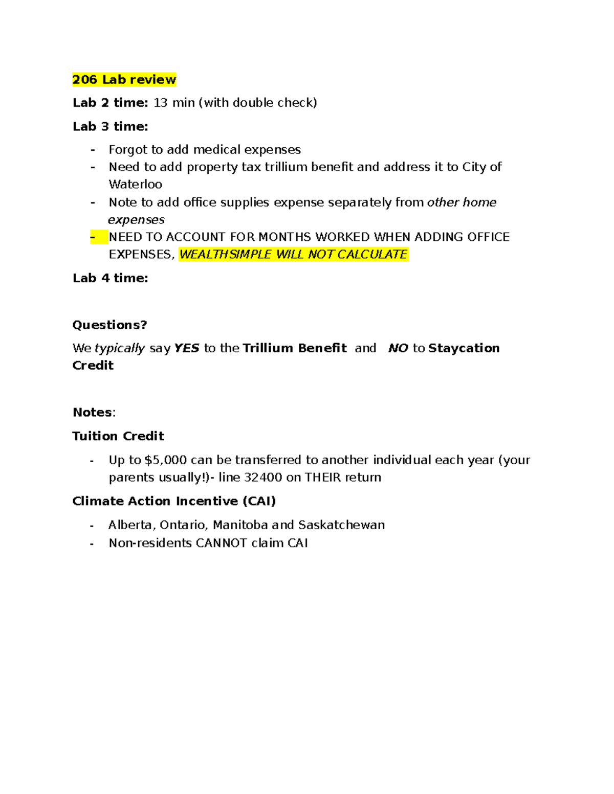 206 Lab in-person review - 206 Lab review Lab 2 time: 13 min (with double check) Lab 3 time ...