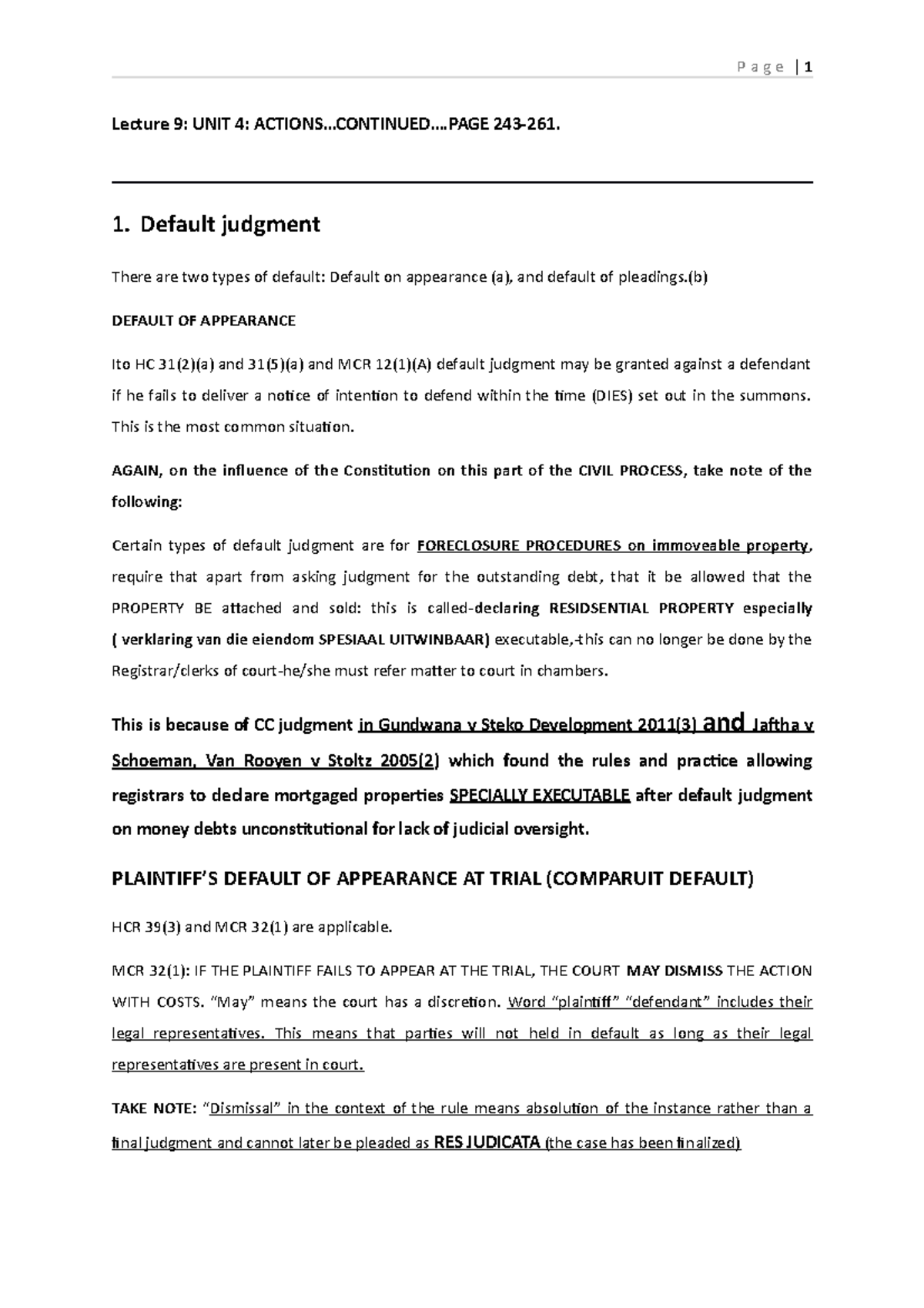 Lecture 9 - Lecture 9: UNIT 4: ACTIONS...CONTINUED... 243-261. 1 ...