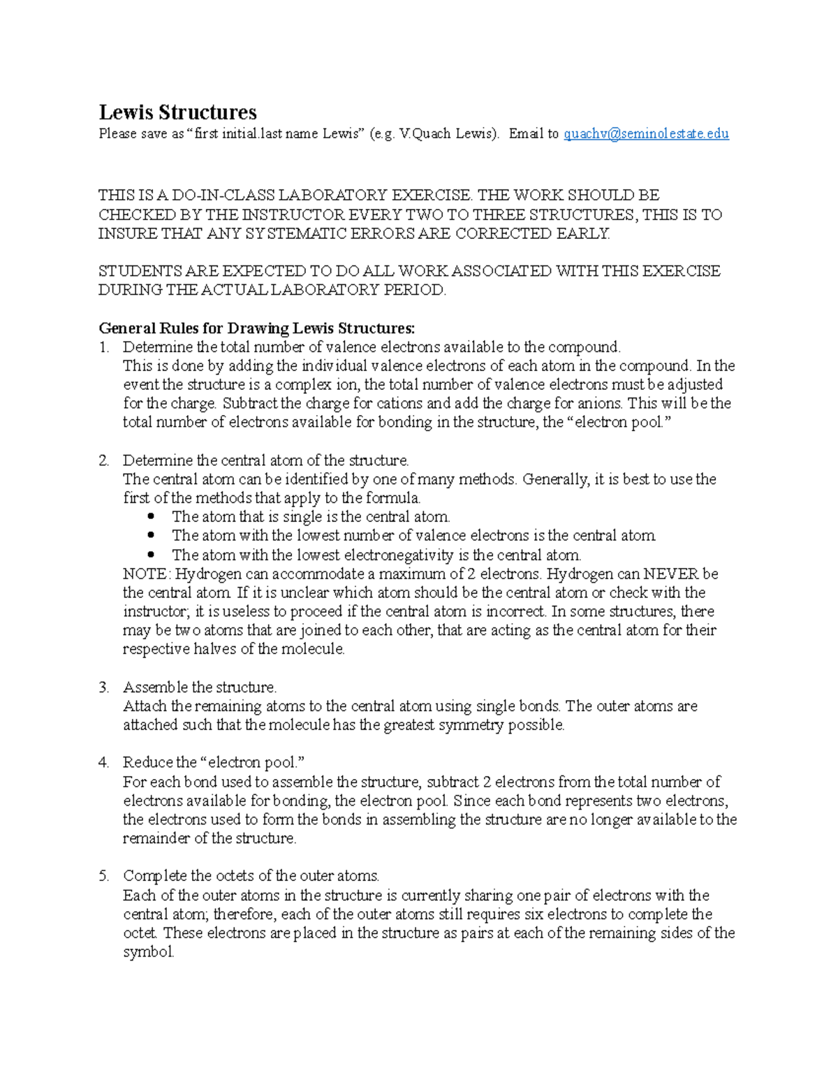 2045 Lewis Structure lab - Lewis Structures Please save as “first ...