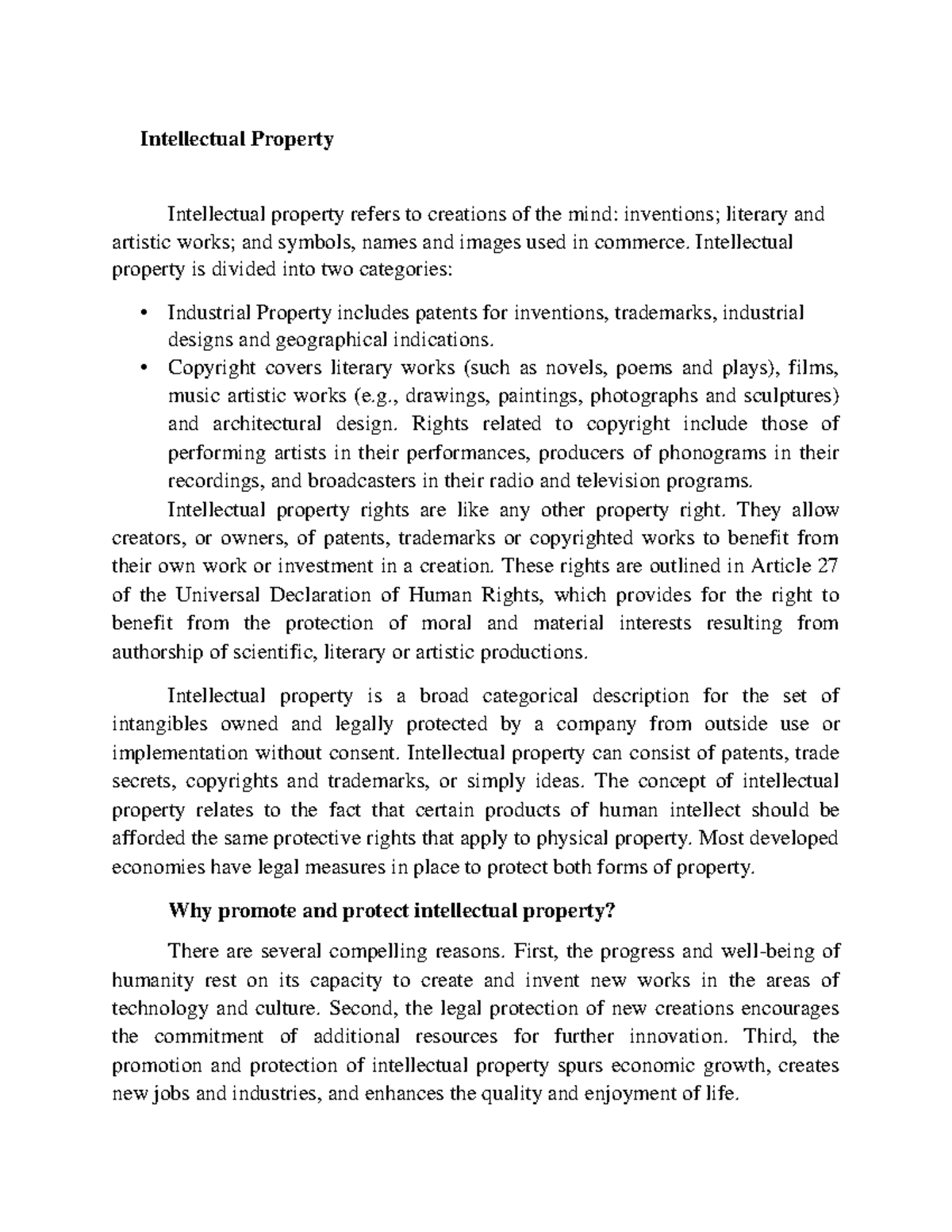 Intellectual Property - Intellectual Property Intellectual property ...