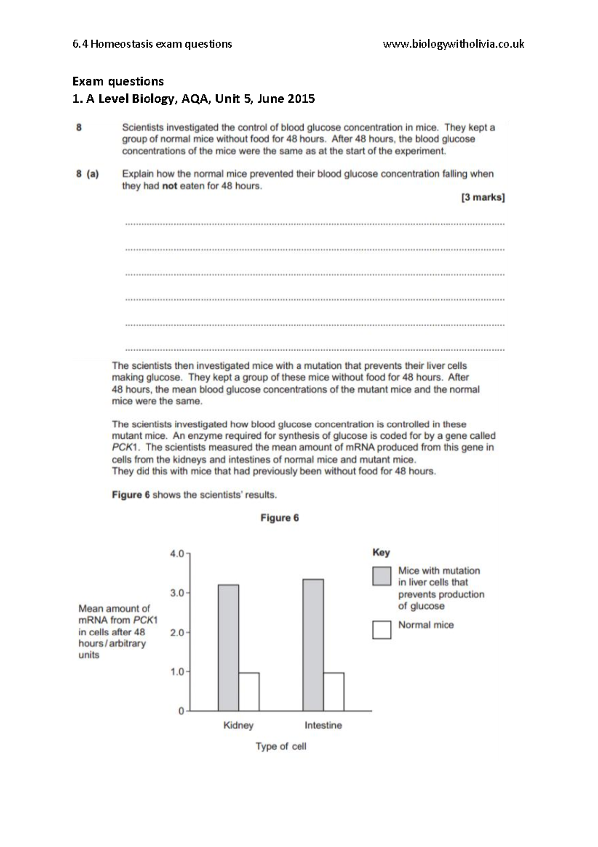 homeostasis questions - Exam questions 1. A Level Biology, AQA, Unit 5 ...