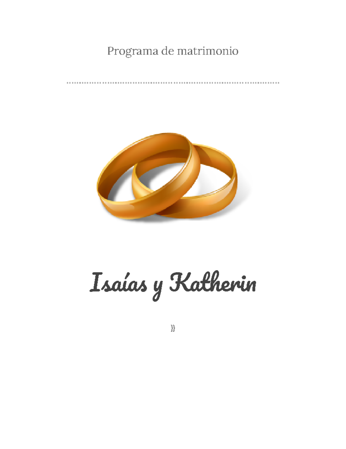 Programa Matrimonio 2024 - Programa de matrimonio Isaía Katheri ...