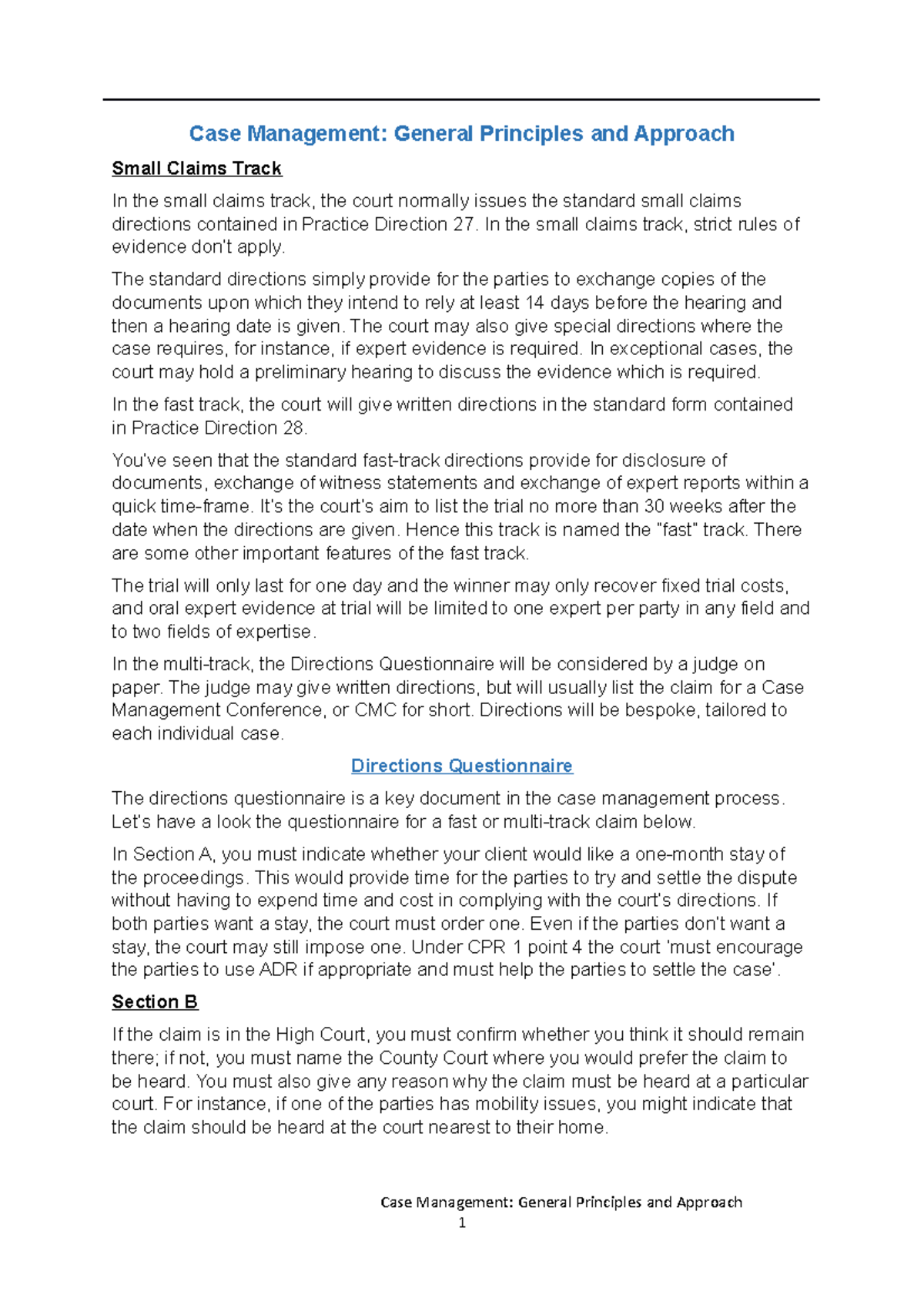 Case Management General Principles and Approach Transcript - Case ...