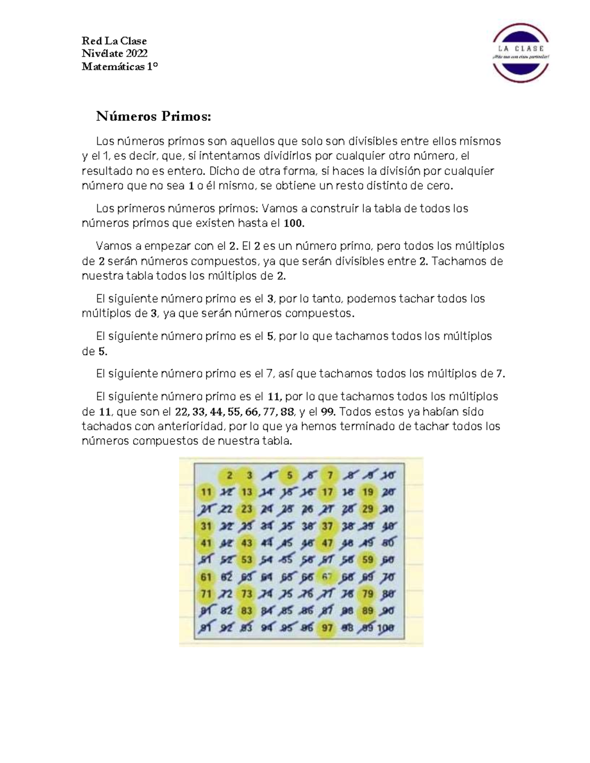 Mate 1° mcm MCD - NivÈlate 2022 Matem·ticas 1∞ N ̇meros Primos: Los n ...
