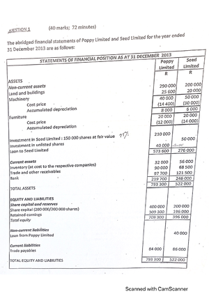 Consolidations Wholly AND Partly Owned Subsidiaries Examples - 1 WHULLY ...