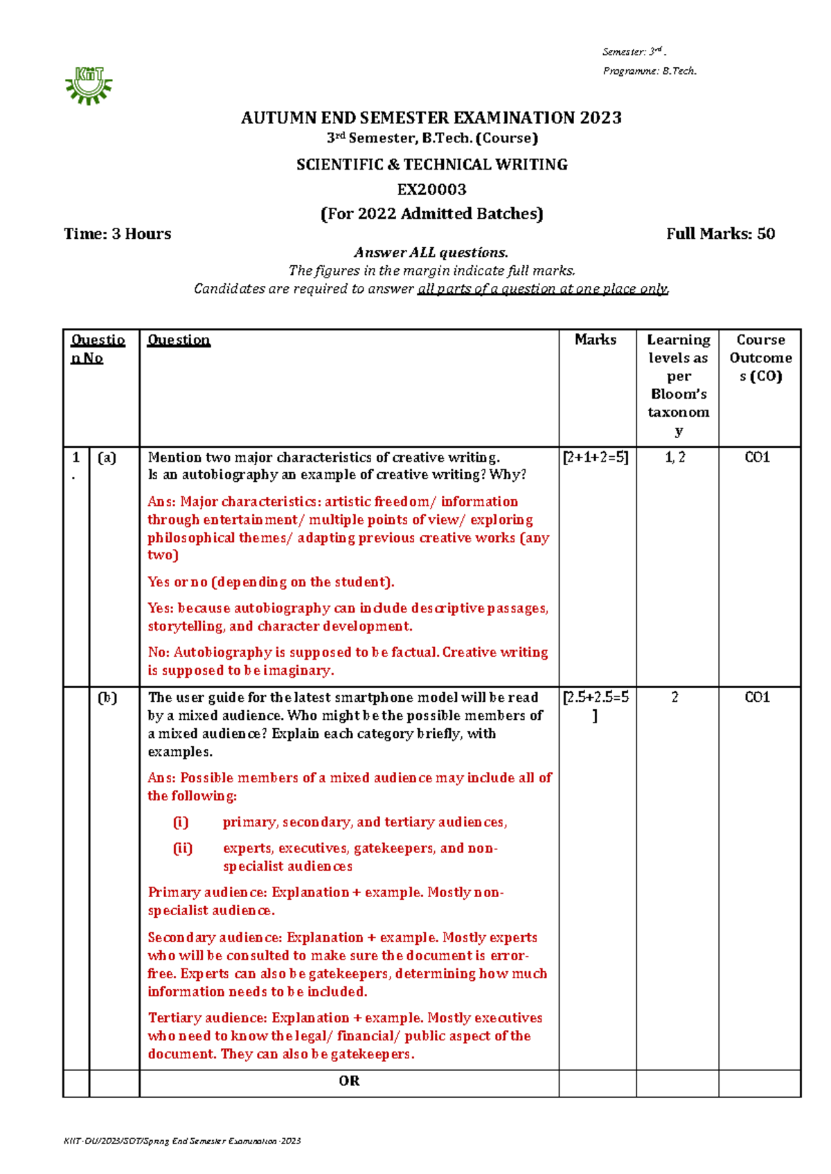 Evaluation Scheme 2023 Autumn STW End Sem - AUTUMN END SEMESTER ...