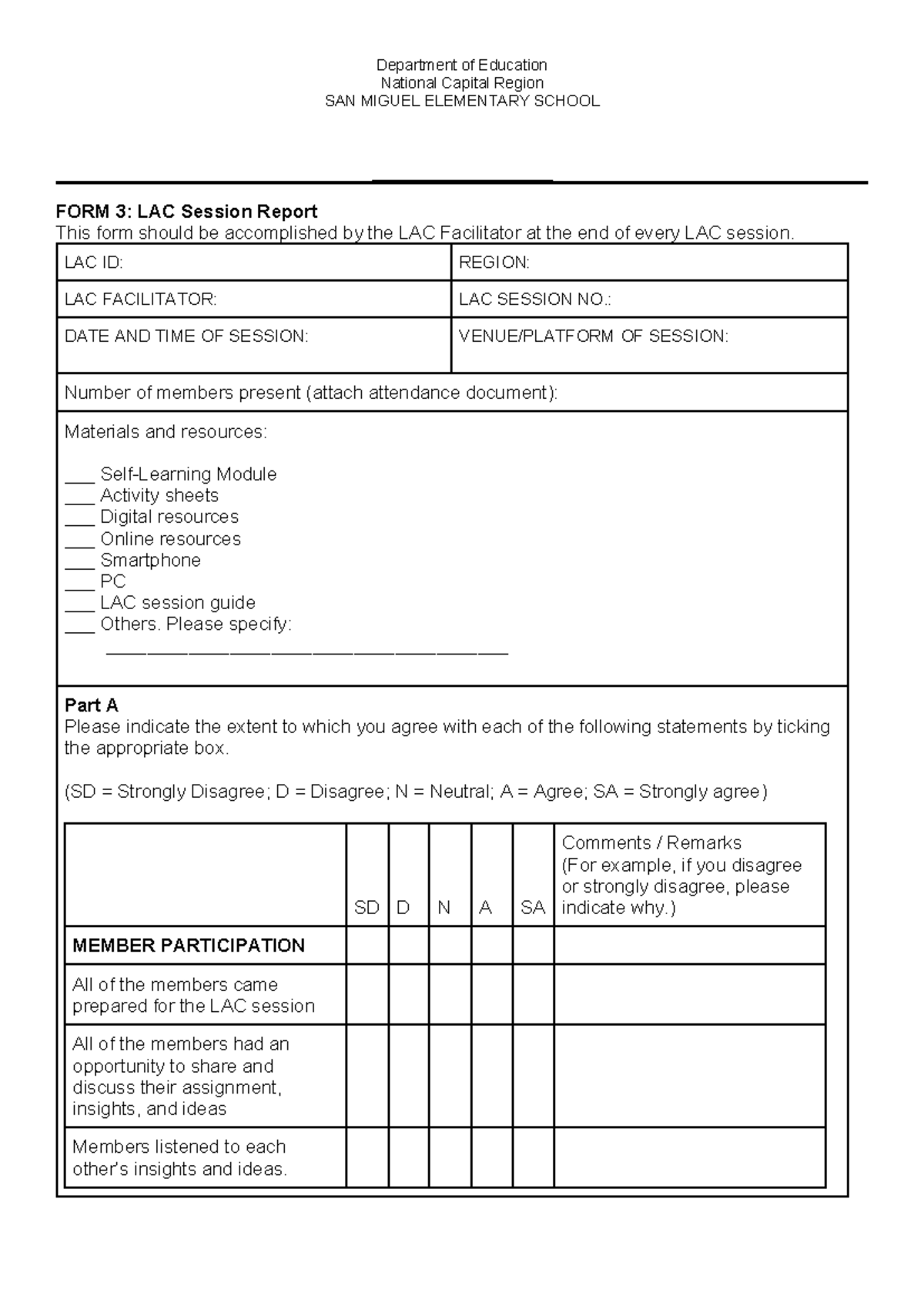 FORM 3 LAC Session Report - Department of Education National Capital ...