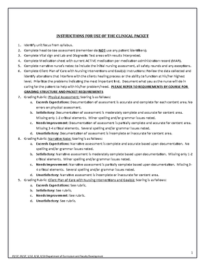 Clinical Packet 6 - Name: Date: Course Name/Number: Un it Fo cu ...