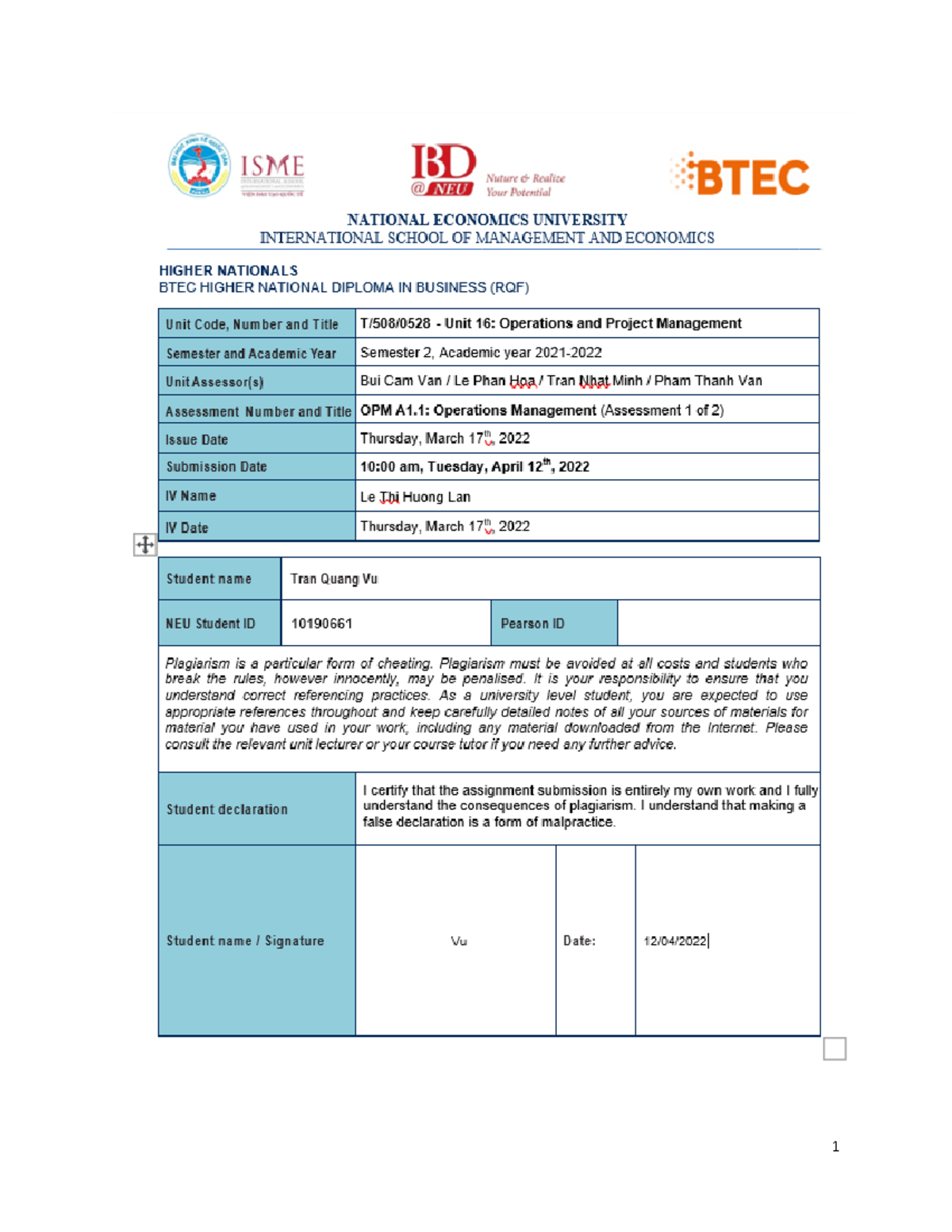 OPM - related to your course - Table of content I. - Studocu