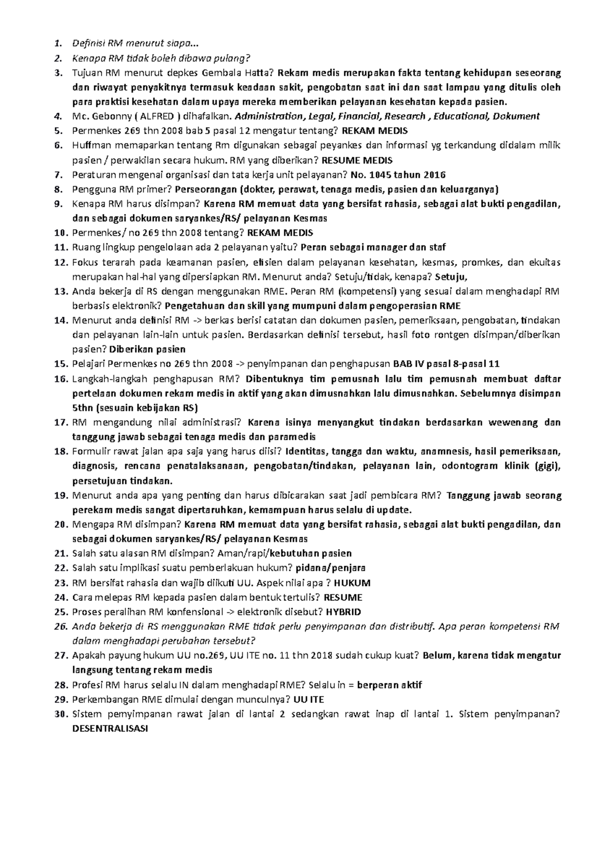 UTS kdrm 6 - Tugas - Definisi RM menurut siapa... Kenapa RM tidak boleh ...