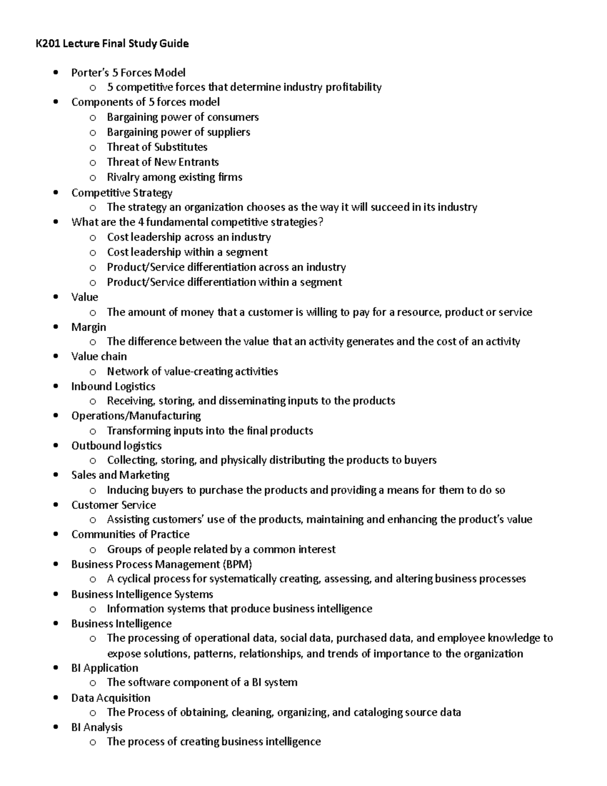 K201 Lecture Final Study Guide - After applying data mining, they ...