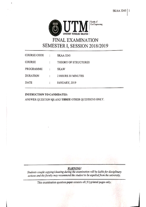 Theory OF Structure TEST 1 WITH Answer 2016 2017 - Faculty of Civil ...