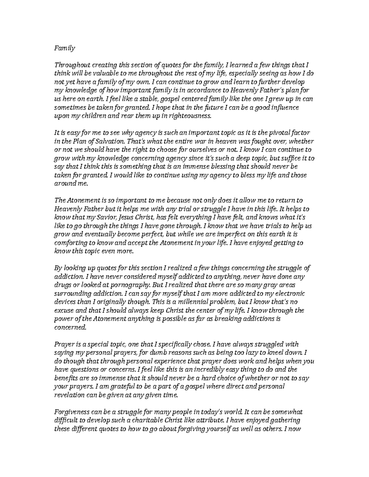 Practicum Position Statements - Family Throughout creating this section ...