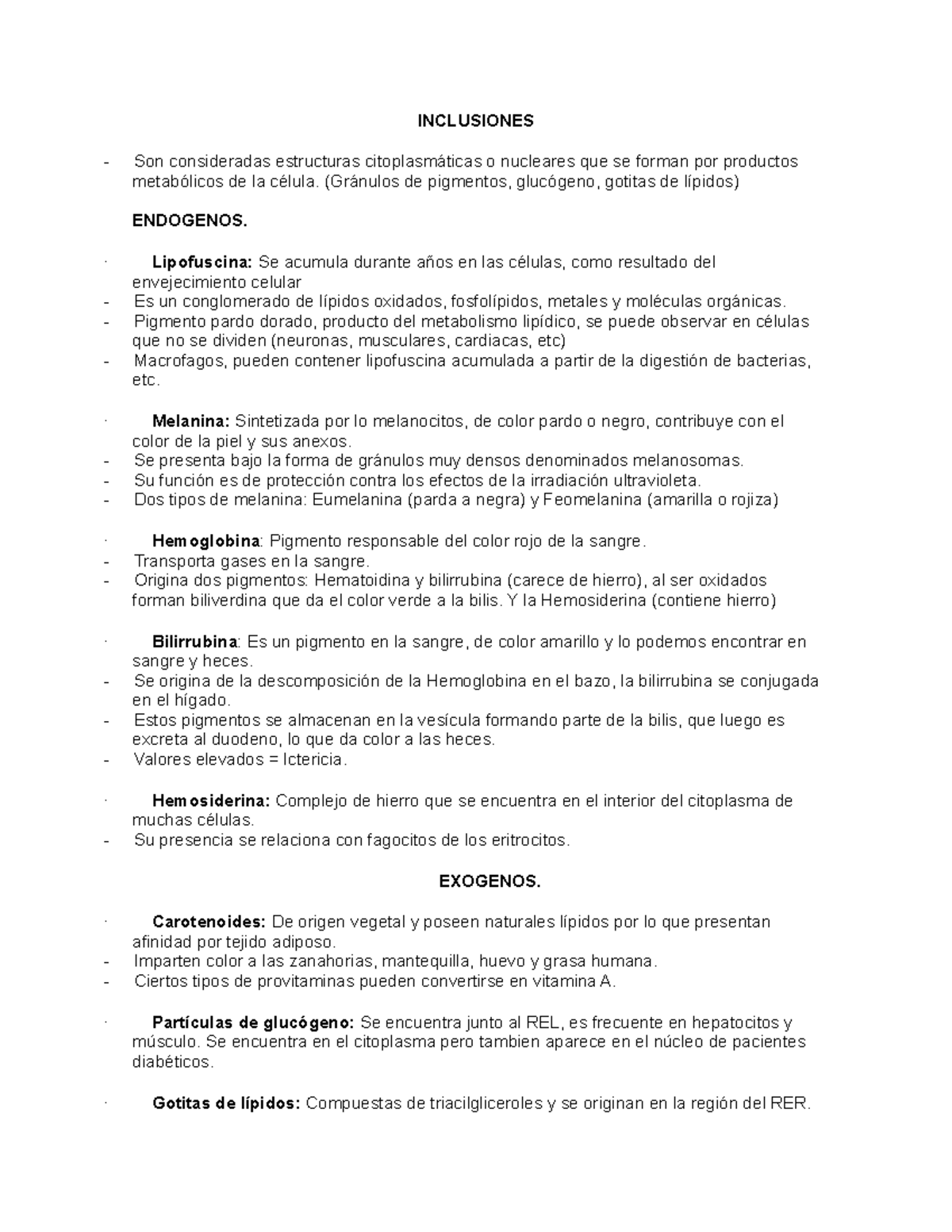 Apuntes de Inclusiones - INCLUSIONES - Son consideradas estructuras ...