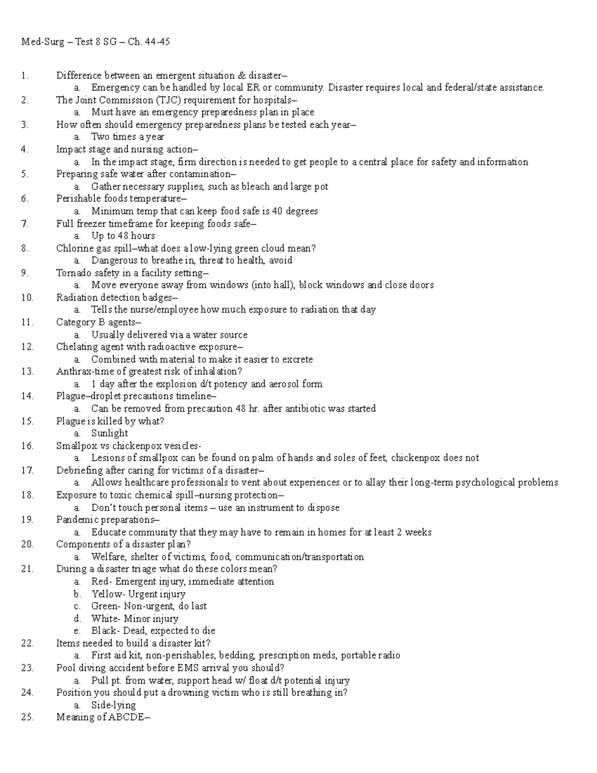 Med-Surg – Test 8 SG – Ch. 44-45 - Med-Surg – Test 8 SG – Ch. 44 ...