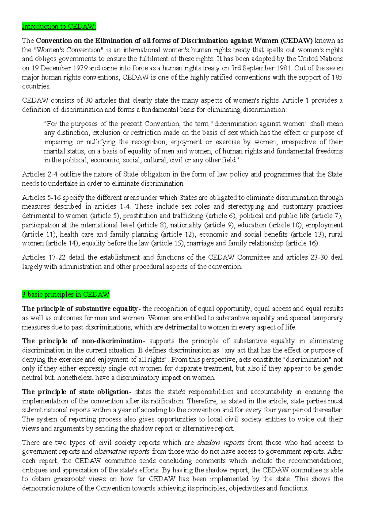 Women rights - Introduction to CEDAW: The Convention on the Elimination ...