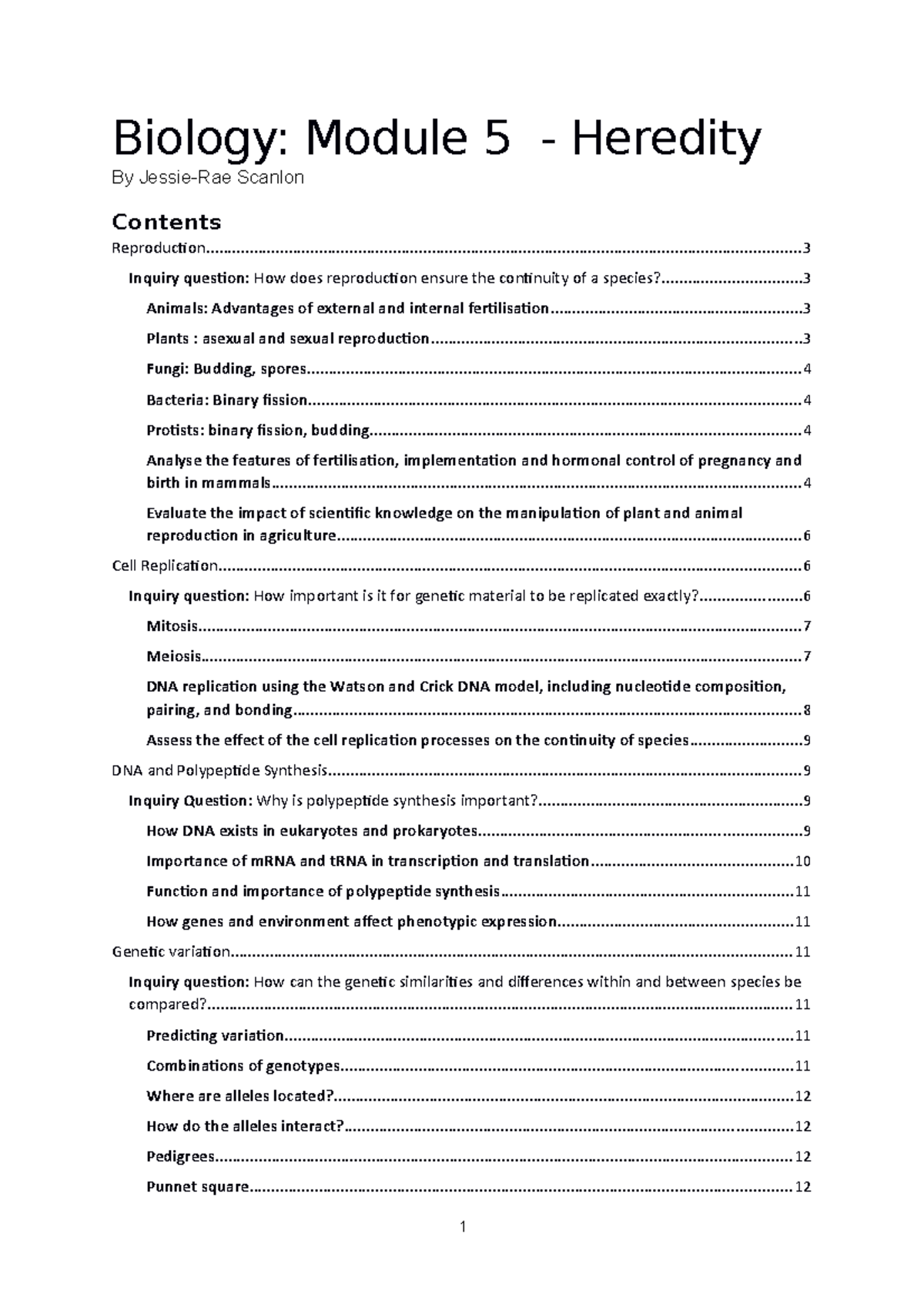 Heredity - Biology: Module 5 - Heredity By Jessie-Rae Scanlon - Studocu
