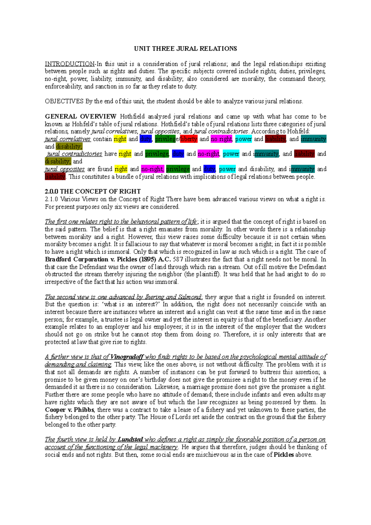 Jural relations - Jurisprudence, or legal theory, is the theoretical ...