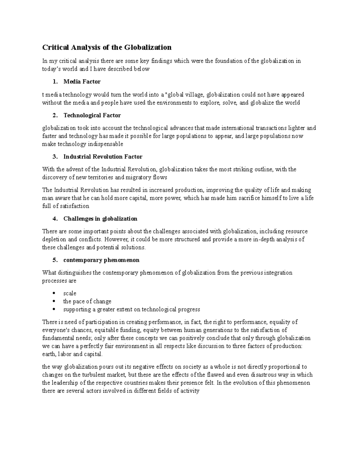 Critical Analysis of the Globalization - Media Factor t media ...