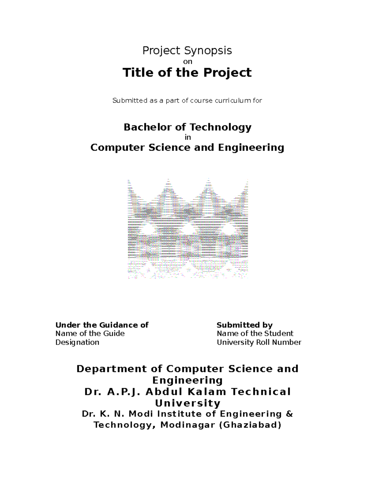 01 Synopsis format - Project Synopsis on Title of the Project Submitted ...