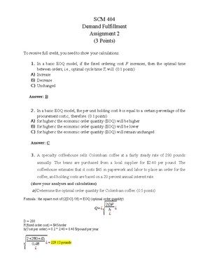 SCM 404 Assignment 1-1 - Assignment 1 (3 points) Part I Forecasting performance metrics A. MAPE ...