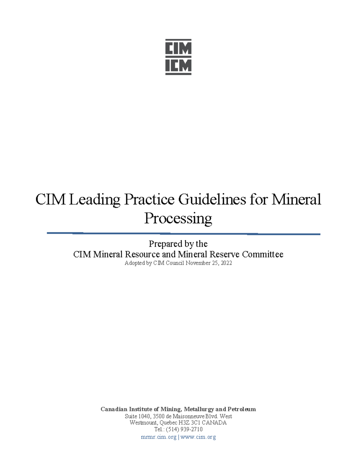 Cim leading practice guidelines for mineral processing 2022 - CIM ...