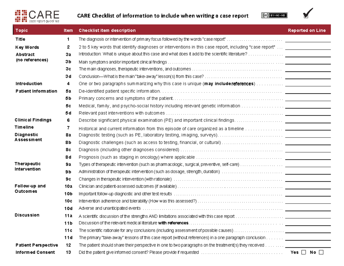 CARE checklist English 2013 - CARE Checklist of information to include ...