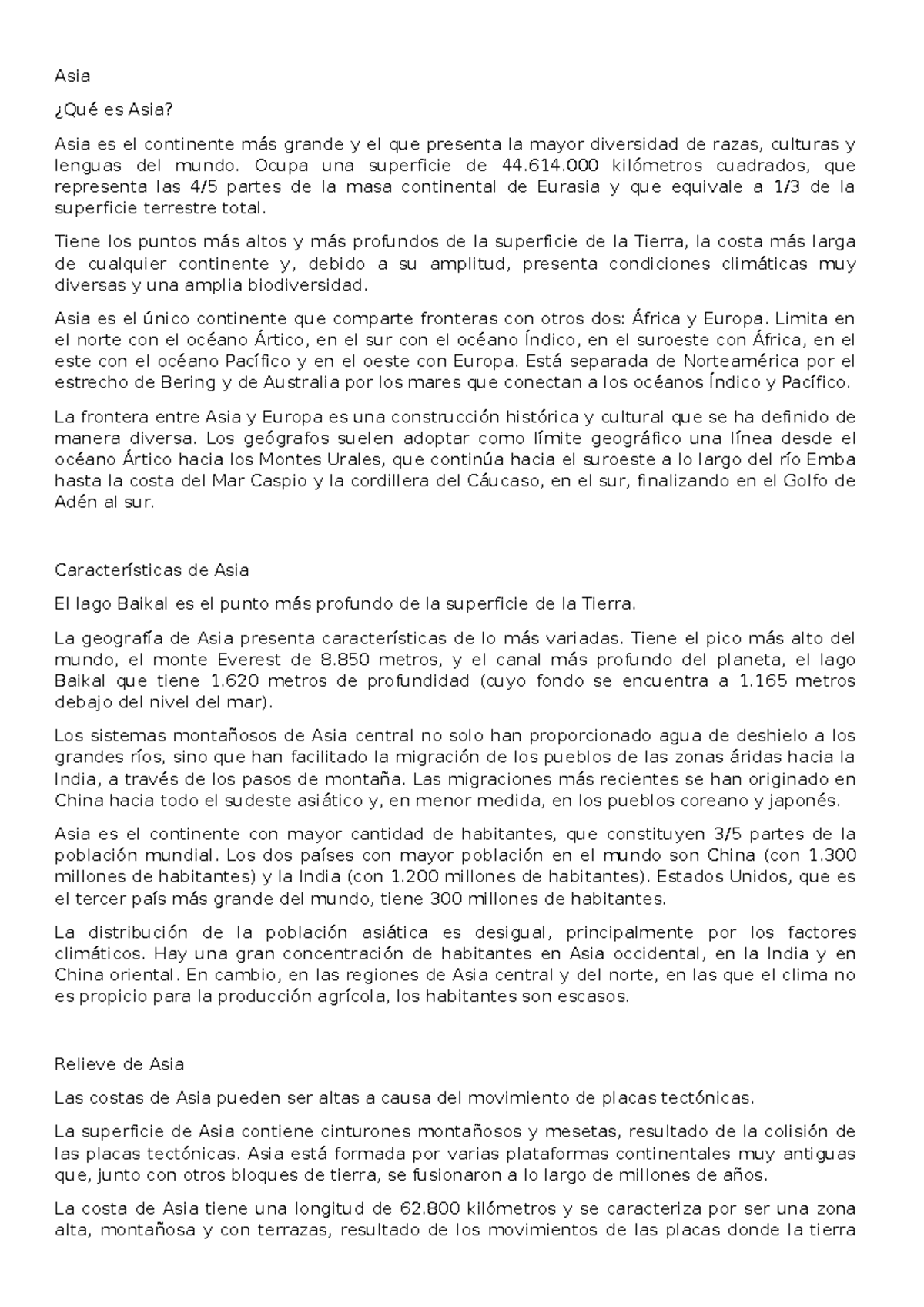 Asia - ewdwdx - Asia ¿Qué es Asia? Asia es el continente más grande y ...