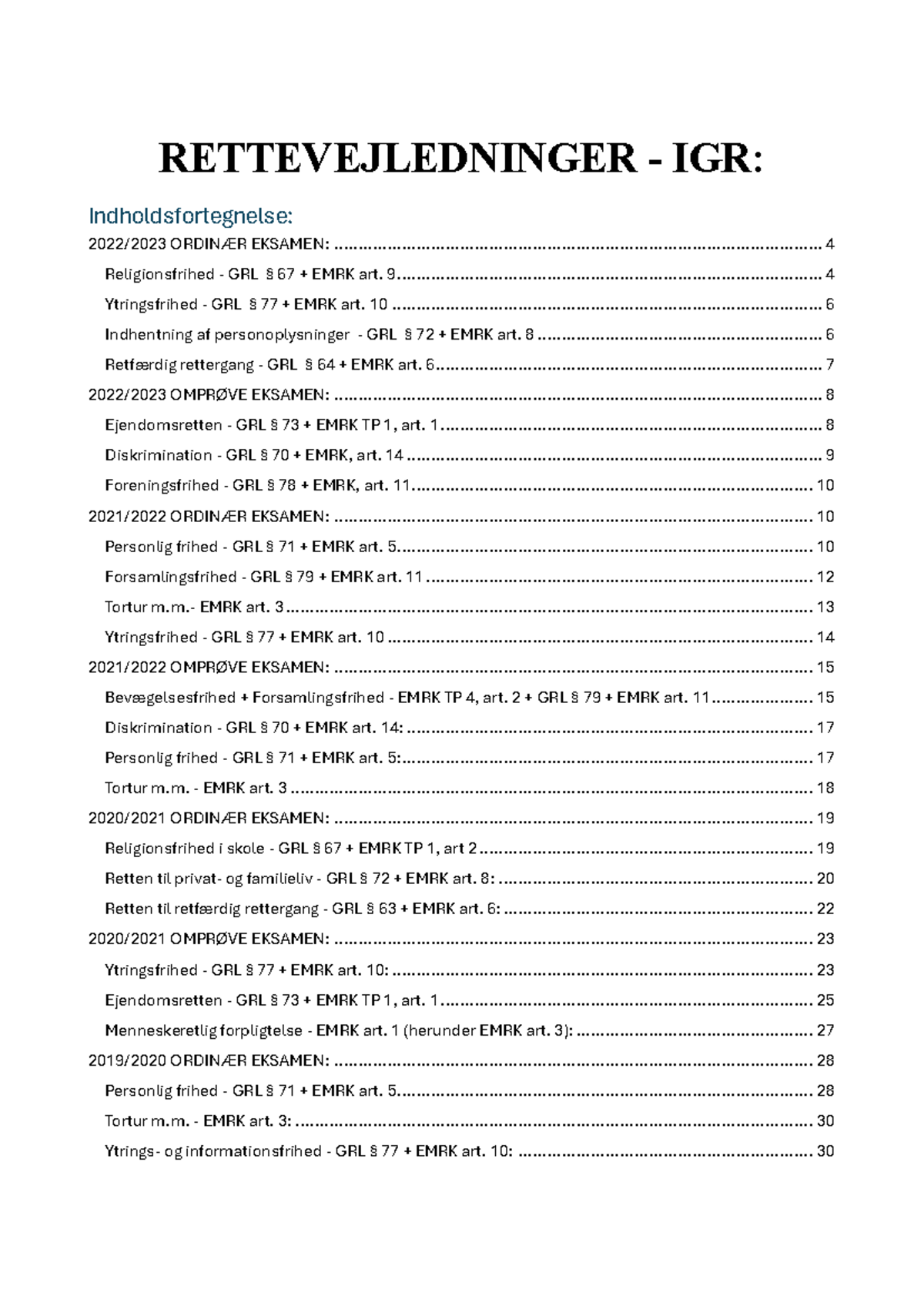 Rettevejledninger-IGR- Samlet - RETTEVEJLEDNINGER - IGR: 2022/2023 ORDINÆR EKSAMEN: - Studocu
