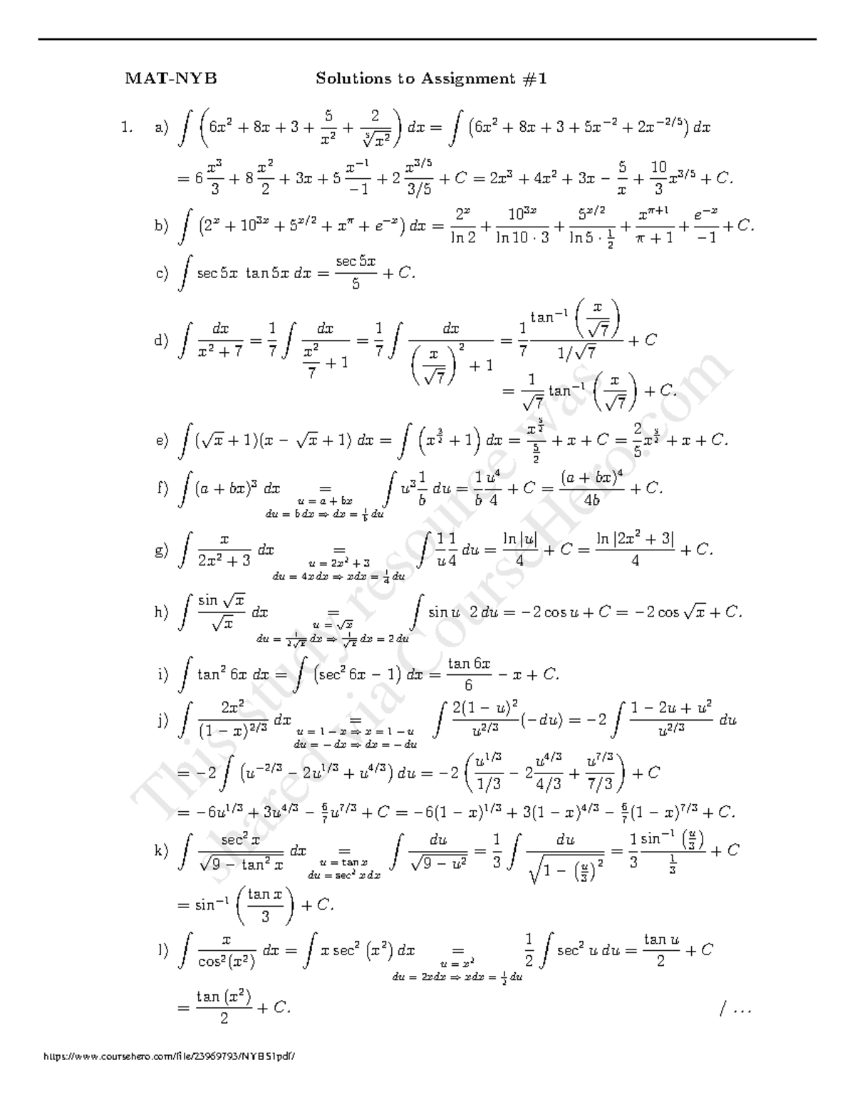 A1 Soln Math MAT NYB Solutions To Assignment A 6 X 2 8x 3 A1 Soln Math MAT NYB Solutions To Assignment A 6 X 2 8x 3