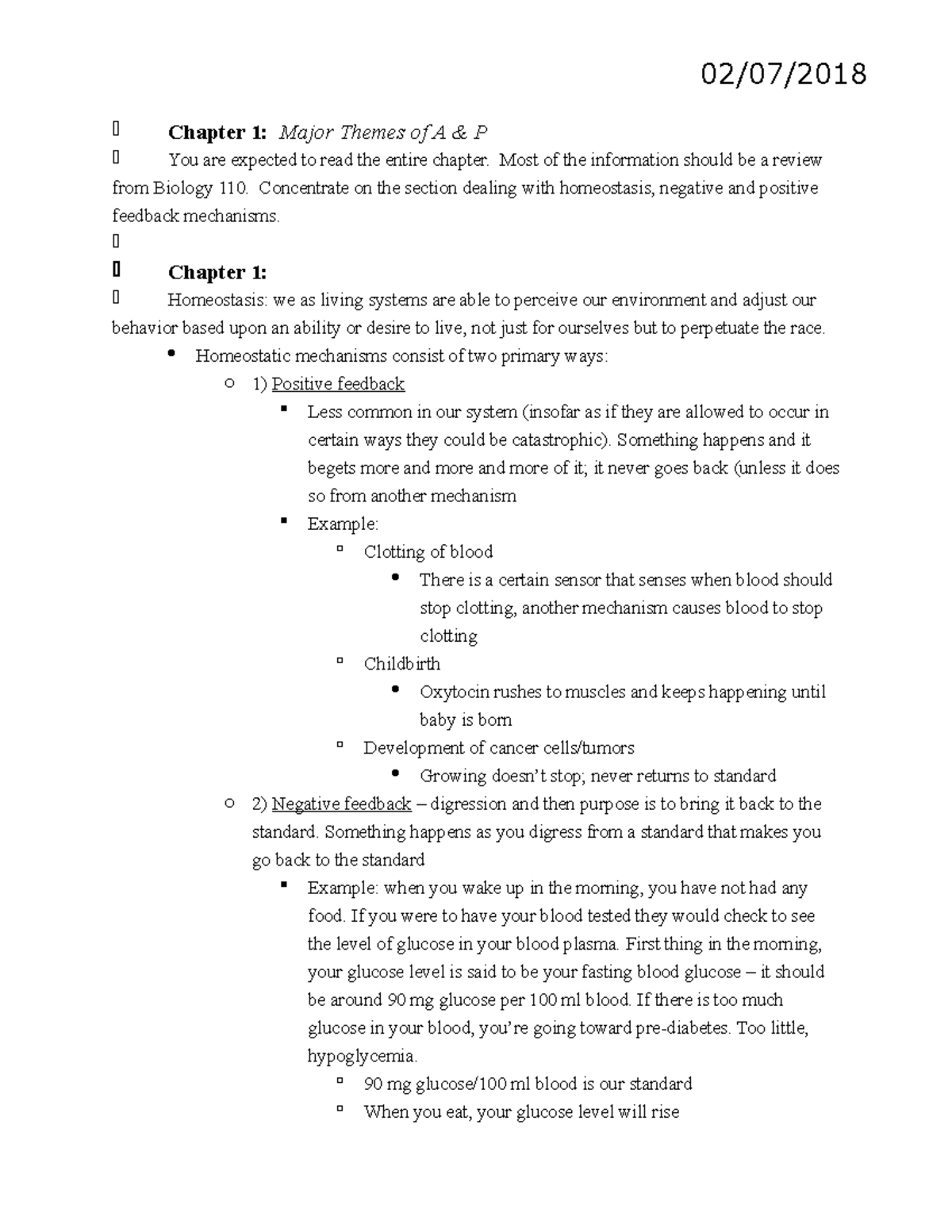 A & P Exam 1 - Chapter 1: Major Themes of A P You are expected to read ...