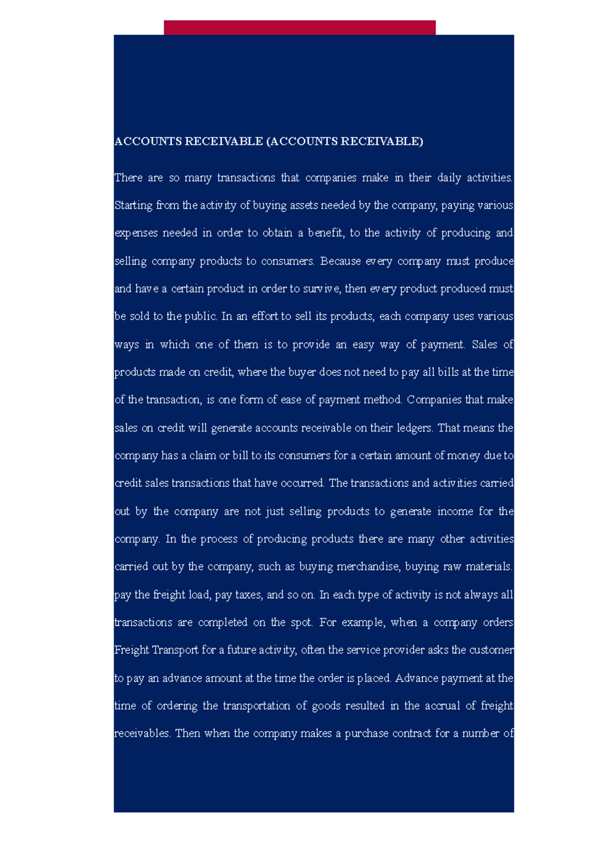 Notes Study Accounting - Accounts Receivable ( Accounts Receivable ...