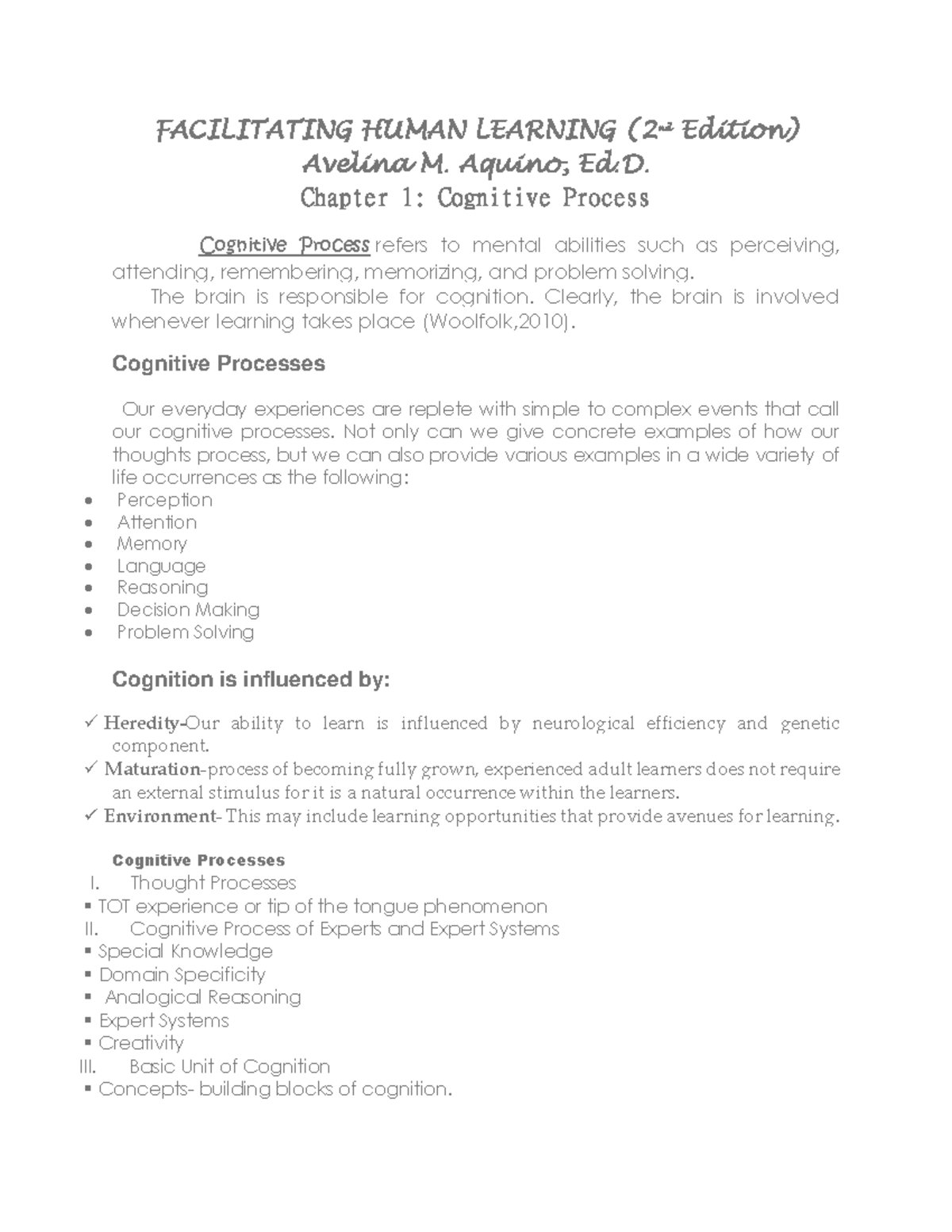 Facilitating Human Learning - FACILITATING HUMAN LEARNING (2nd Edition) Avelina M. Aquino, Ed ...