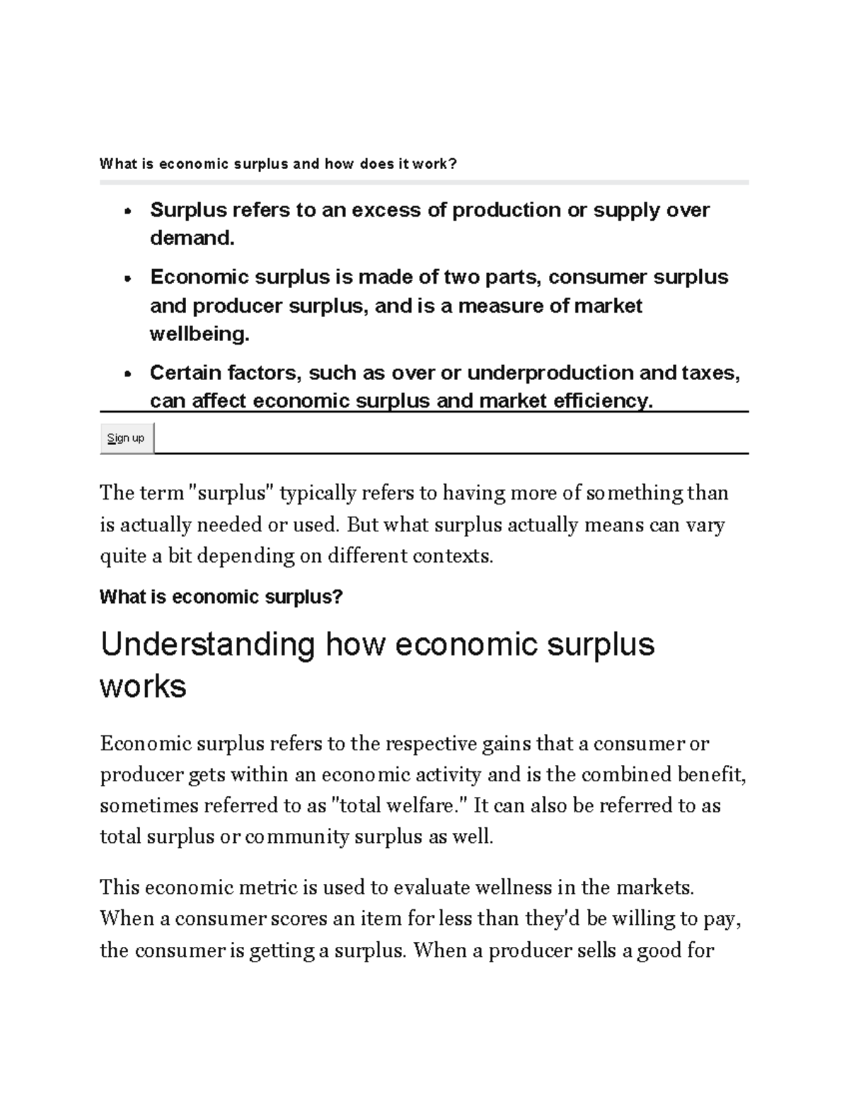 What is economic surplus and how does it work - Economic surplus is ...