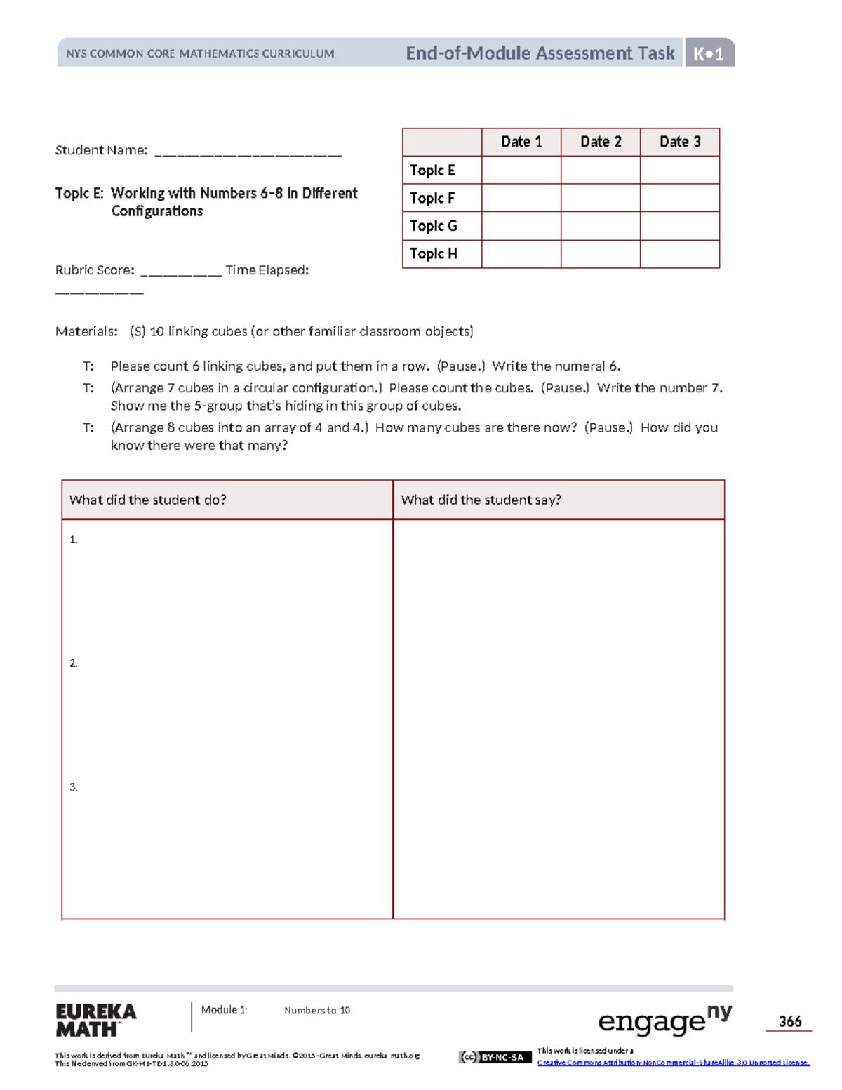 Math gk m1 end of module assessment - ####### Module 1: Numbers to 10 This work is derived from ...