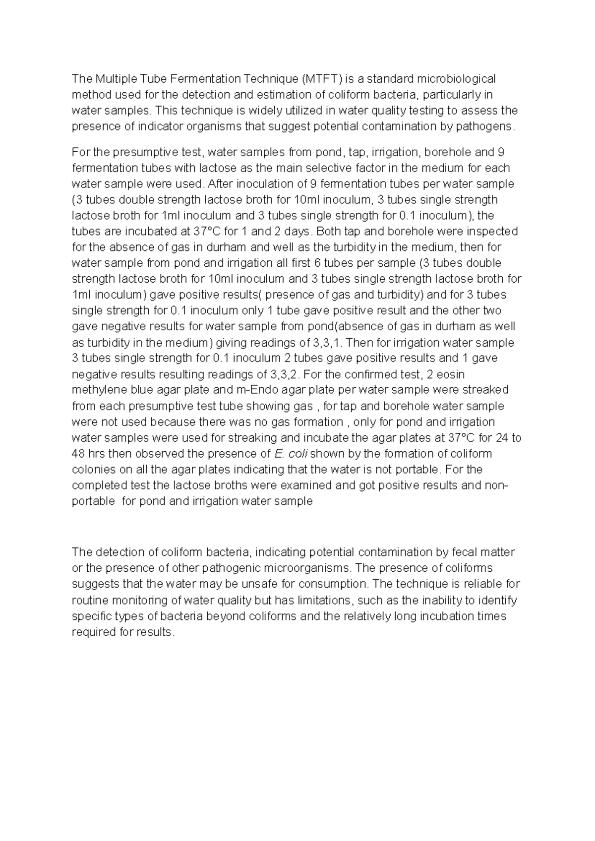 The Multiple Tube Fermentation Technique abstract - The Multiple Tube ...