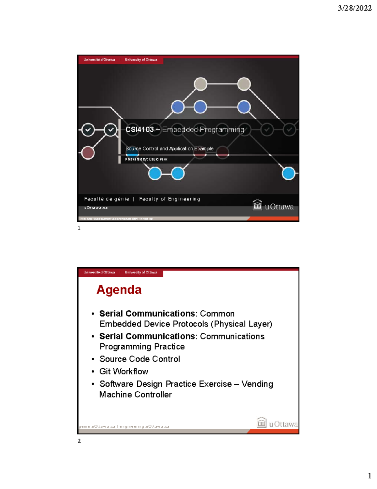 10 Source Control Embedded Application Design practice - CSI4103 – Embedded Programming Source ...