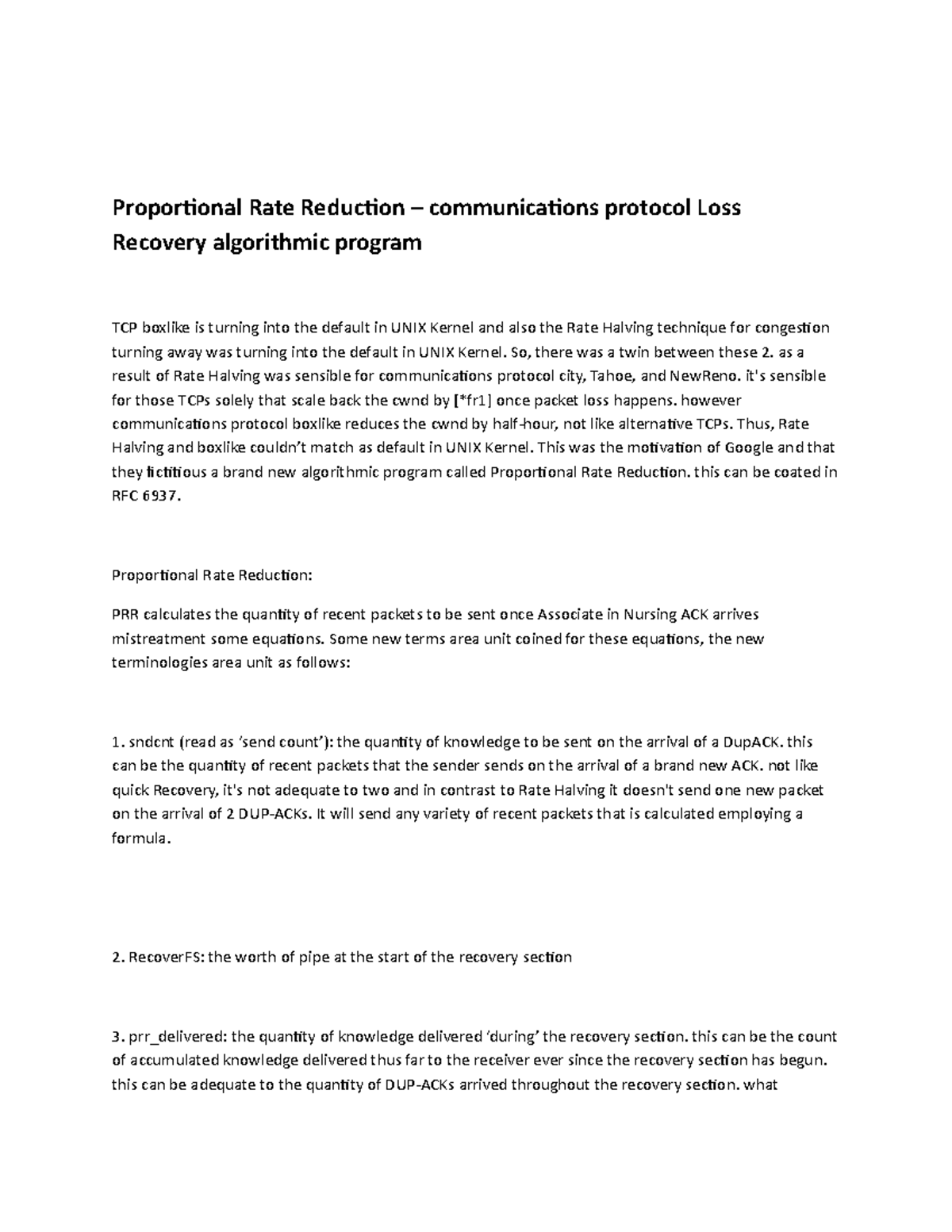 Proportional Rate Reduction – communications protocol Loss Recovery ...