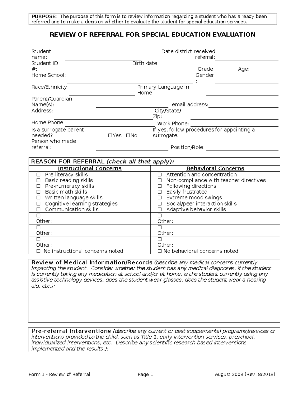 1 sped referral review - sped assignment - PURPOSE: The purpose of this ...