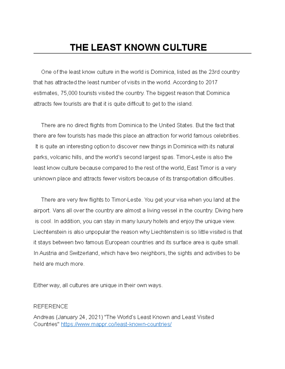 THE Least Known Culture - THE LEAST KNOWN CULTURE One of the least know ...