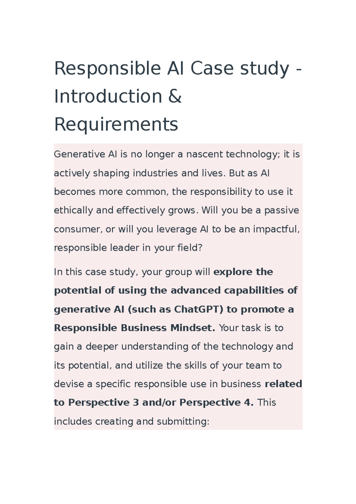 Responsible ai case study - Responsible AI Case study - Introduction & Requirements Generative ...