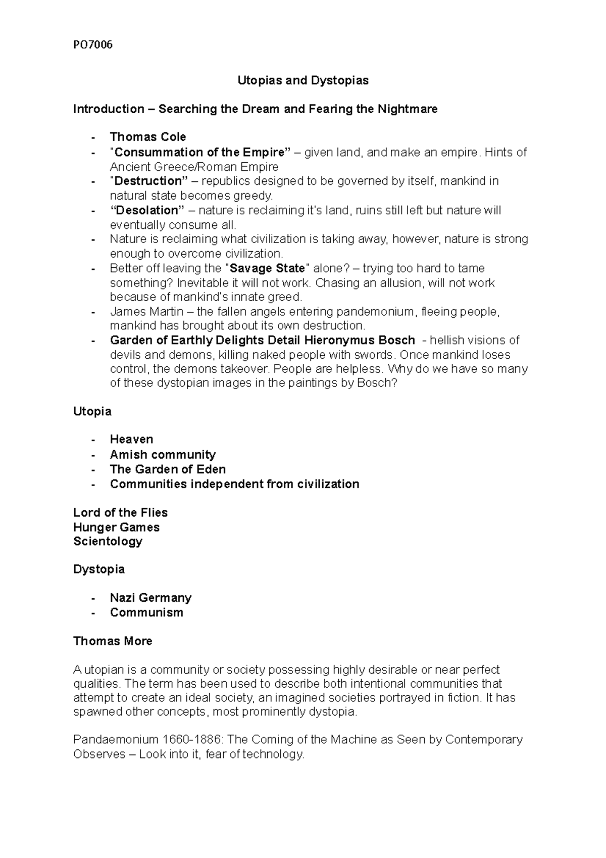 Utopias and Dystopias - Week 1 - PO Utopias and Dystopias Introduction ...