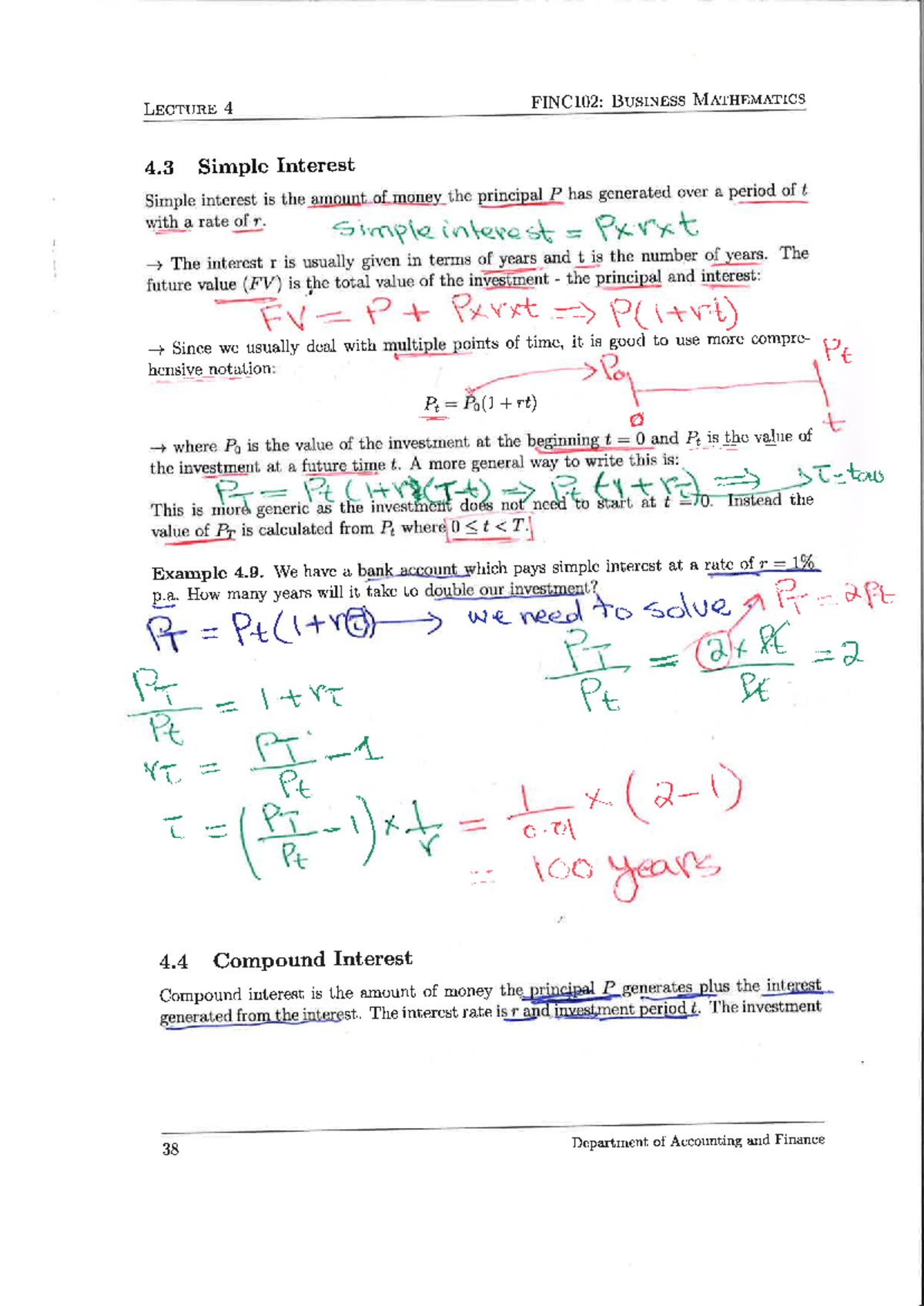 Lecture 5 class working - Business Mathematics - Studocu