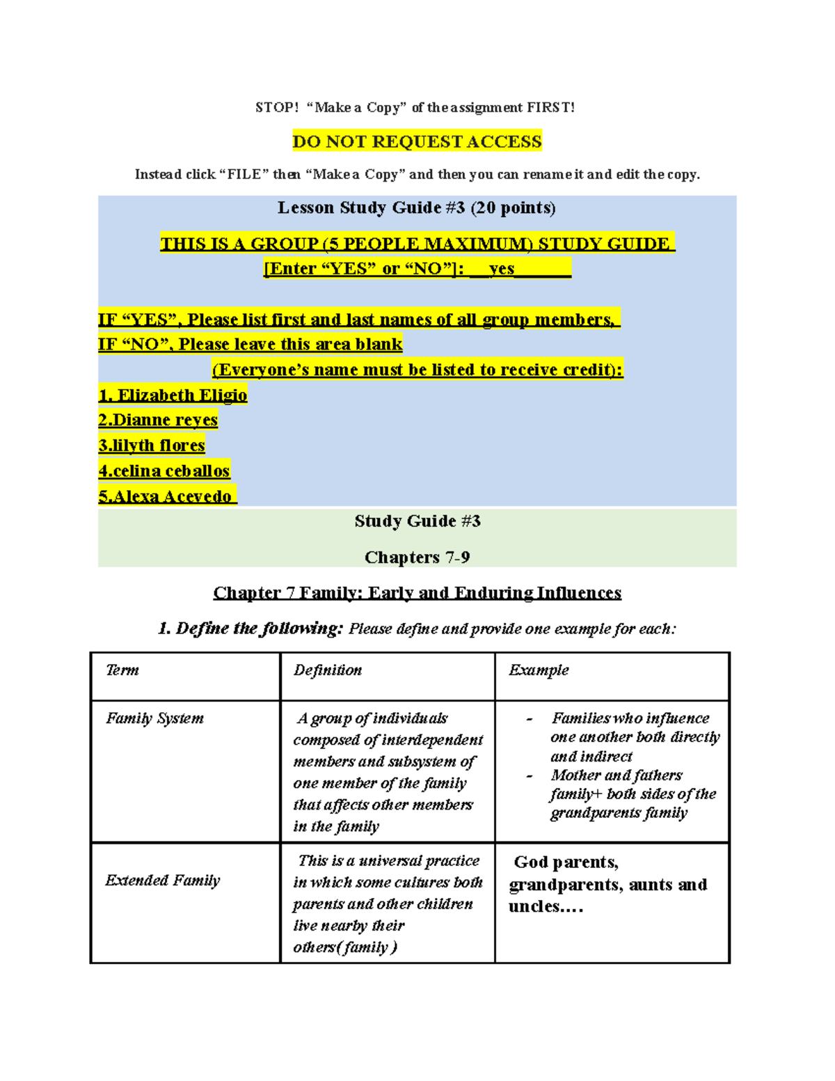 Study Guide: Family System and Parenting Styles Peers and Friends - Studocu