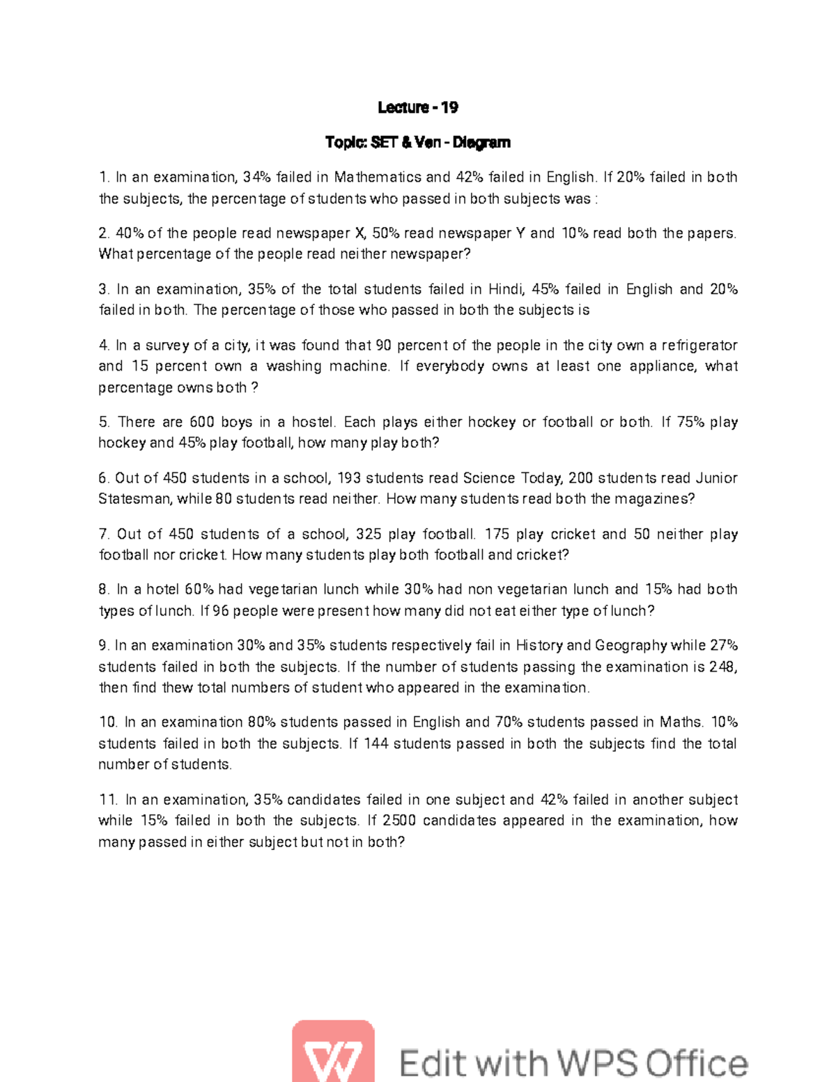 Lecture - 19 - m bnm,kk - Lecture - 19 Topic: SET & Ven - Diagram In an ...