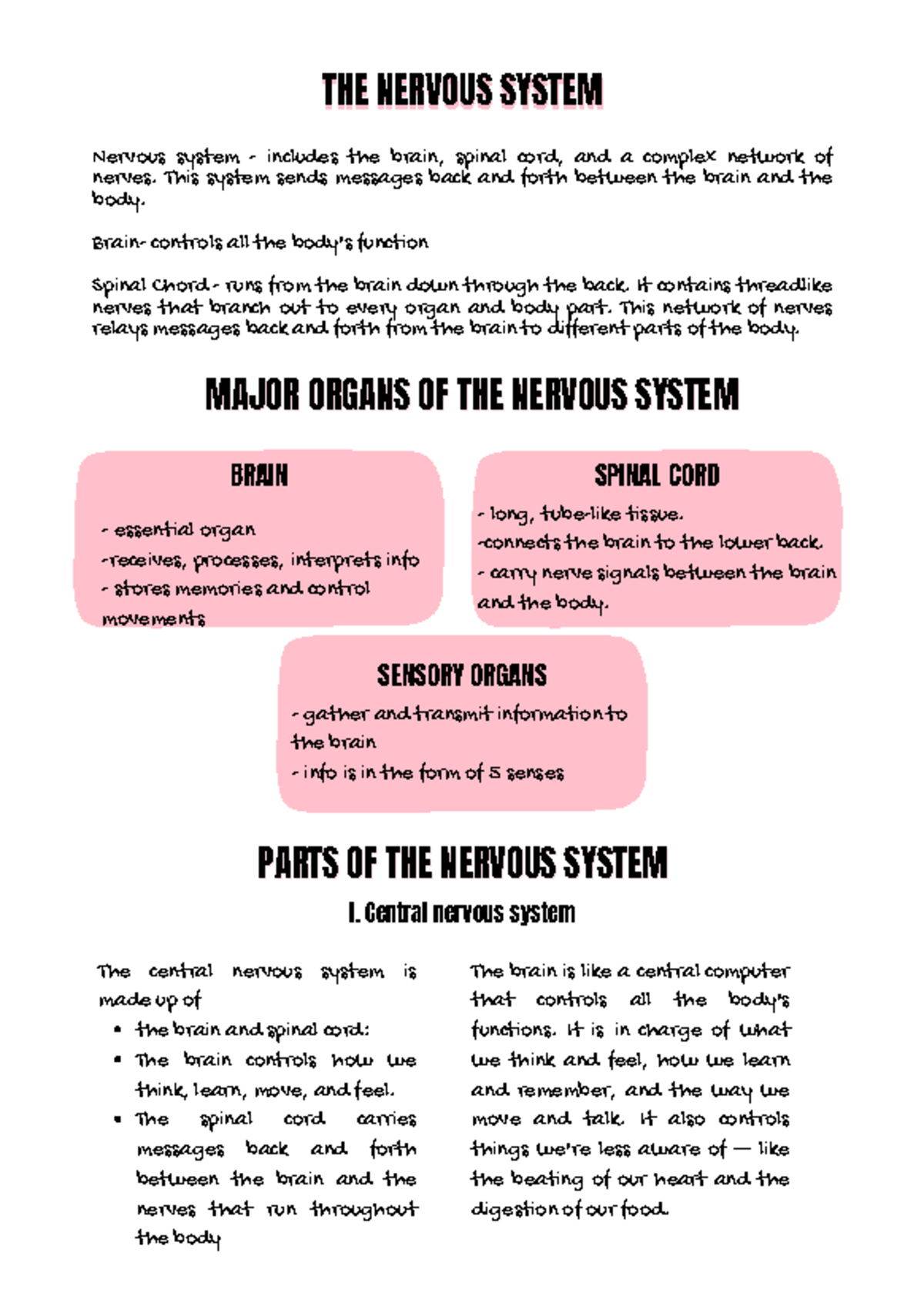 Psych 101 Finals - THE NERVOUSTHE NERVOUS SYSTEMSYSTEM Nervous system ...