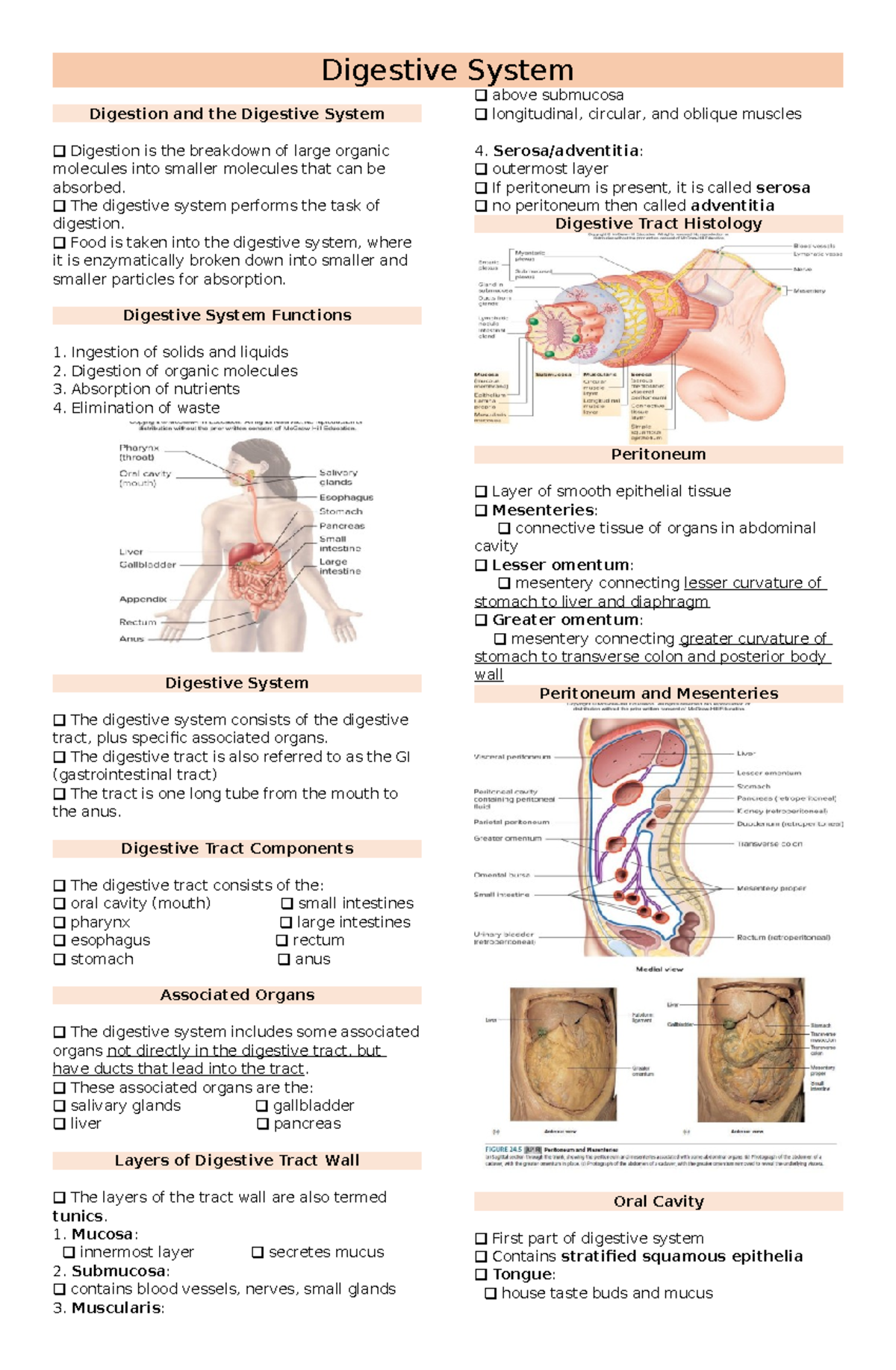Digestive System - Digestion and the Digestive System Digestion is the ...